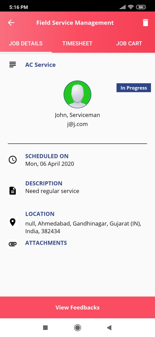 Field Service Management Mobile Application