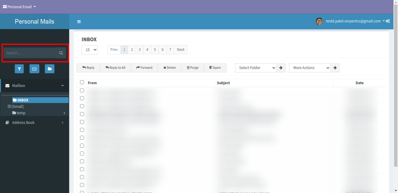 Customised Odoo Web email interface
